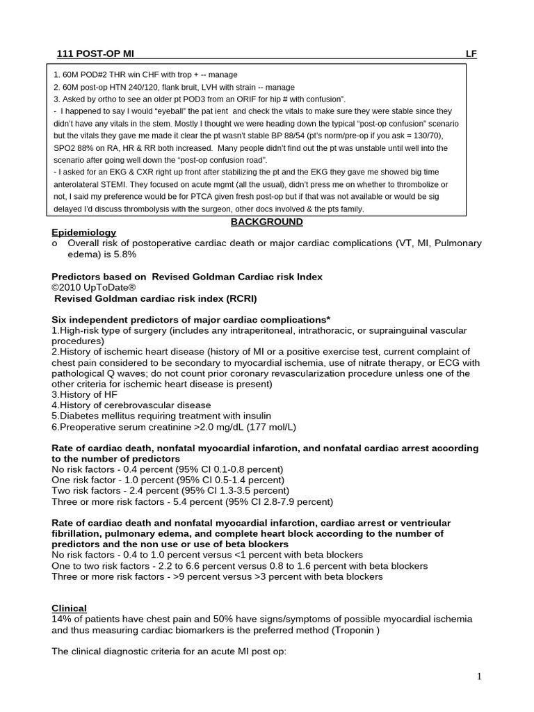 GIM 111 - Post op MI | PDF | Myocardial Infarction | Cardiology