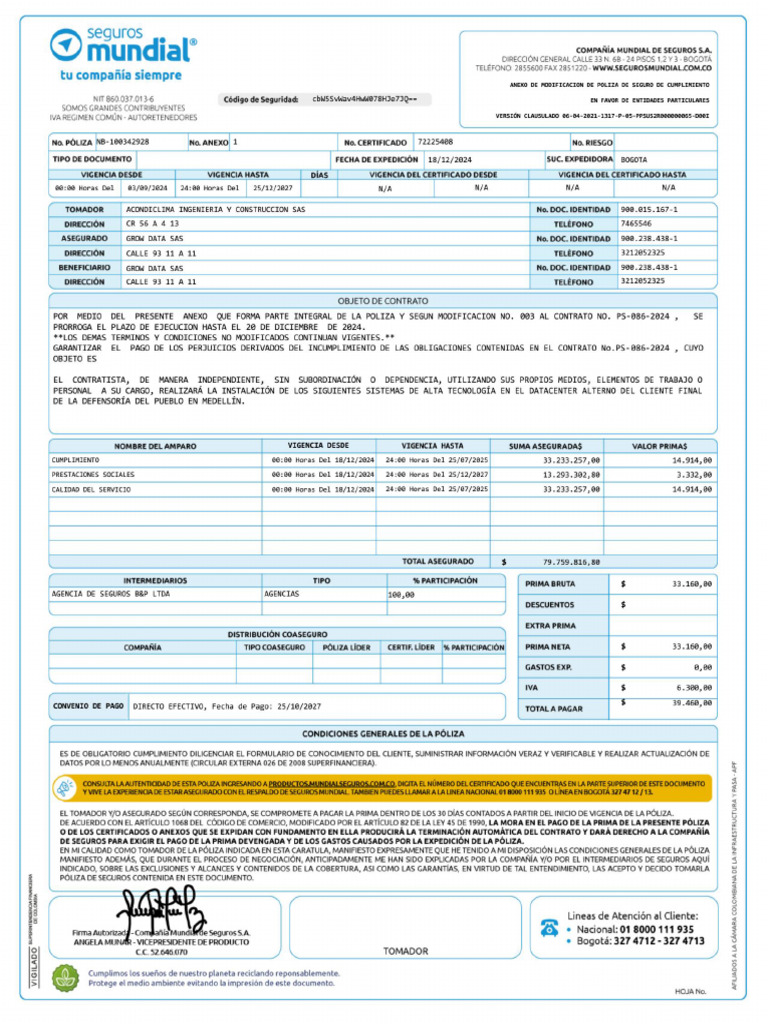 Pol 14-10-100342928 1 Acondiclima Ingenieria y Construccion Sas Cumpl ...