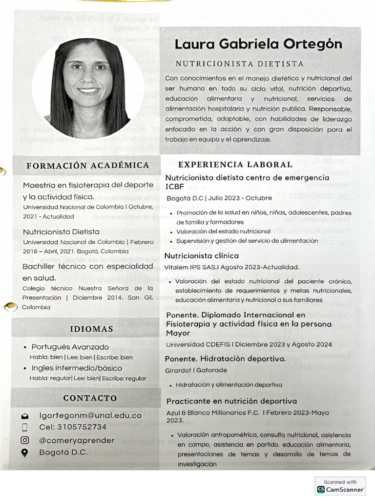 Gabriela Ortegon Martínez - Nutricionist | PDF