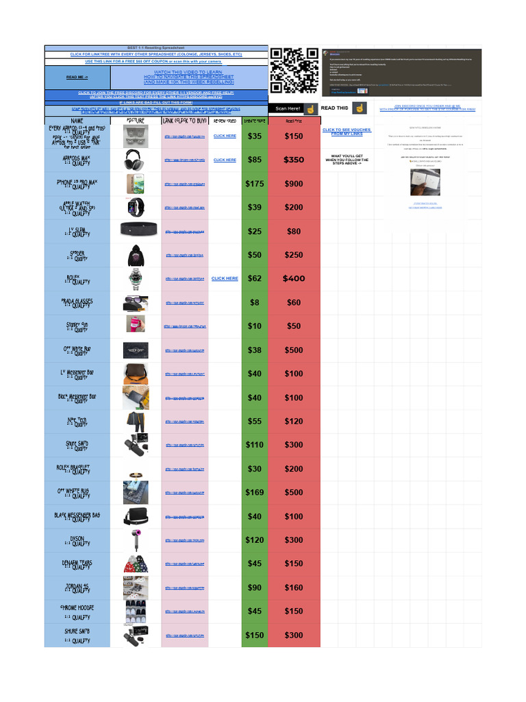 G's Reselling Spreadsheet - Sheet | PDF | Tablet Computer | Mobile Phones