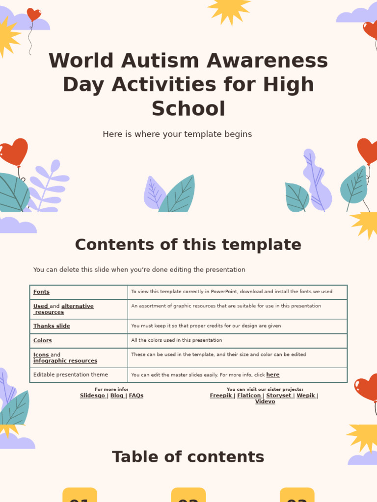 World Autism Awareness Day Activities for High School by Slidego | PDF ...