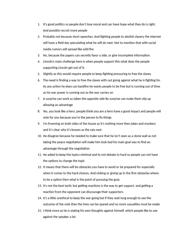 Abraham Lincoln answers | PDF | Abraham Lincoln | Politics Of The ...