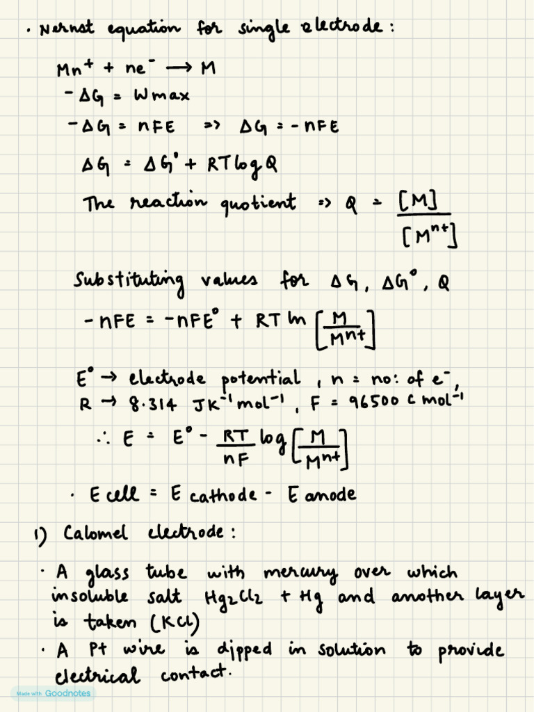 Chem Notes | PDF | Physical Chemistry | Electrochemistry