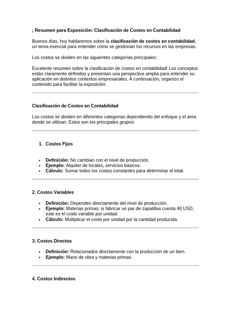 Clasificación de Costos Contables | PDF | Contabilidad | Business