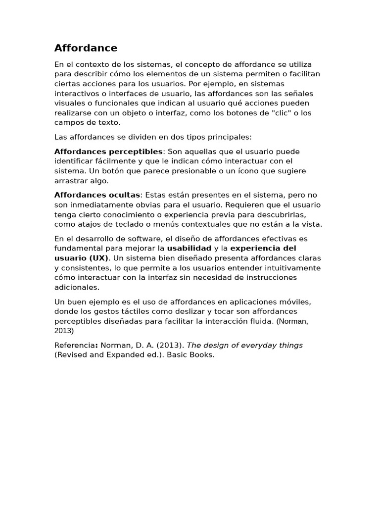 Affordance - ModeloConceptual | PDF | Interfaces gráficas de usuario | Modelo conceptual