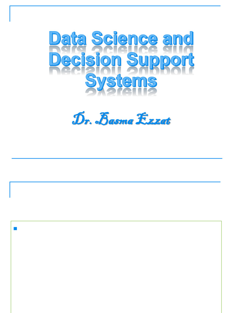DS615 - Lect 1 - Introduction | PDF | Data Science | Decision Support System