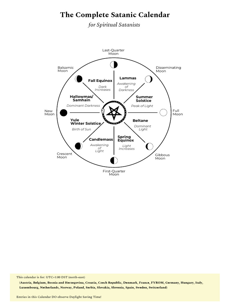 2024 - The Complete Satanic Calendar | PDF | Wheel Of The Year