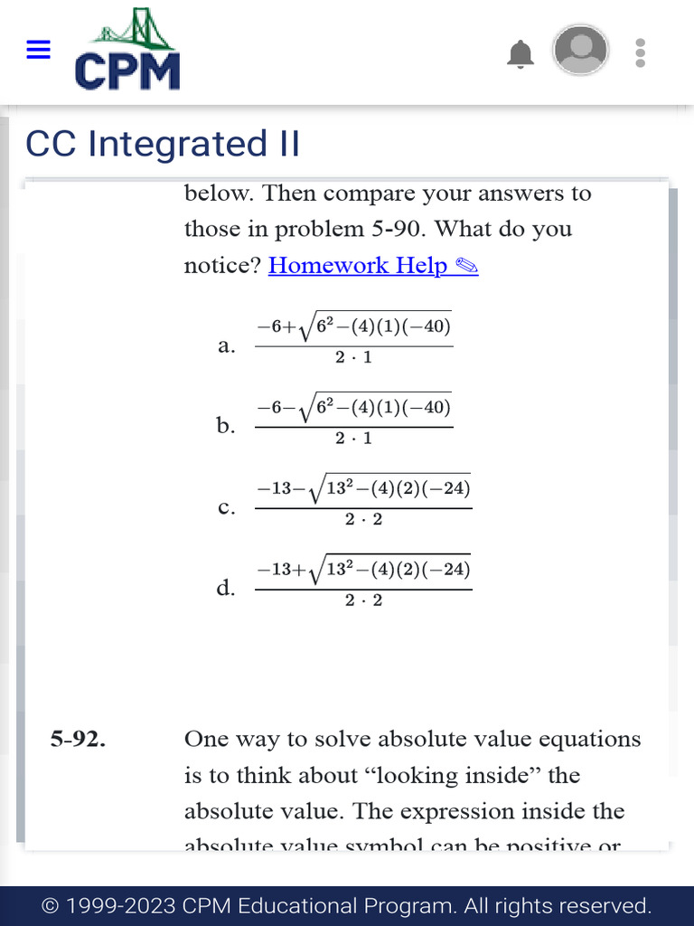 CPM eBooks - CC Integrated II Lesson 5.2.3 | PDF