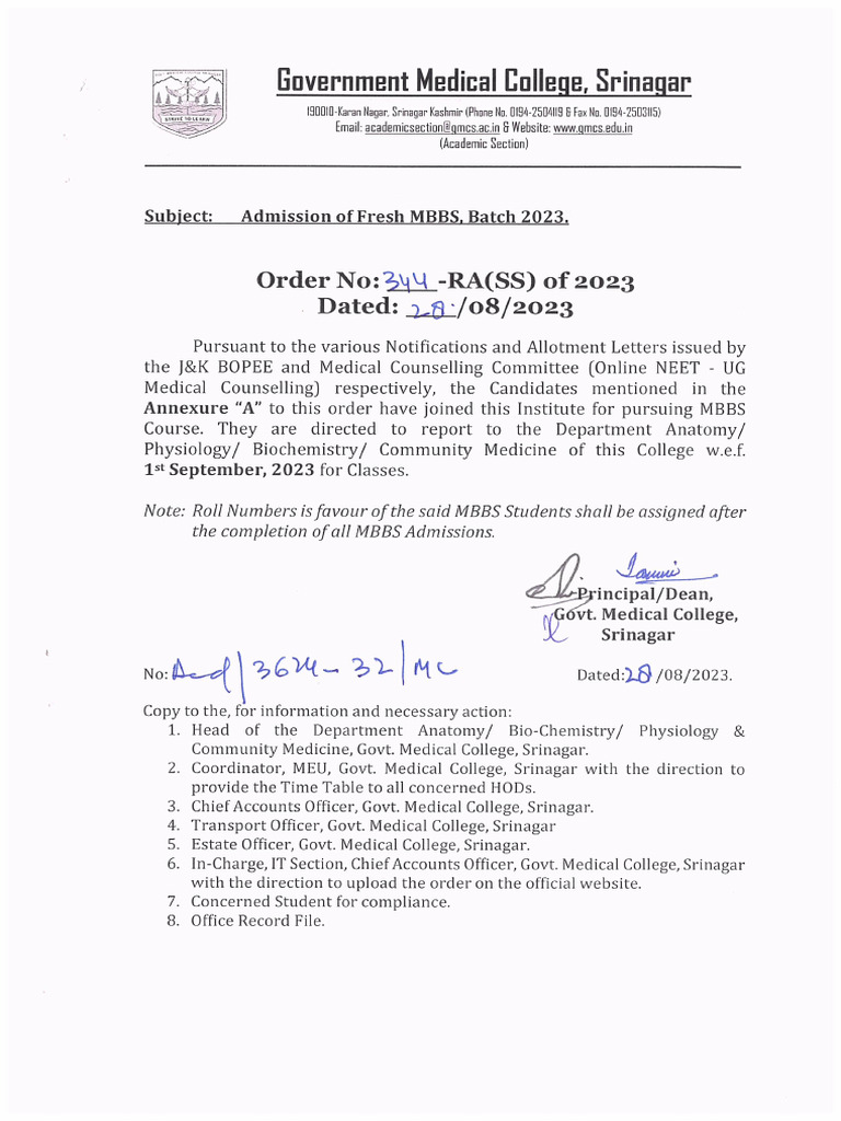 GMC-Classes MBBS Batch 2023 | PDF