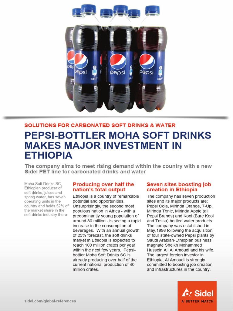 Sidel Moha Soft Drinks Ethiopia Flyer en | PDF | Soft Drink | Pepsi Co
