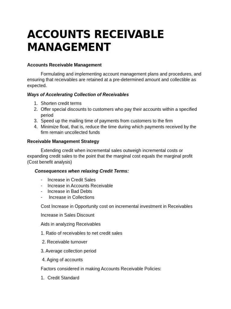 Effective Accounts Receivable Management | PDF | Debt | Bad Debt