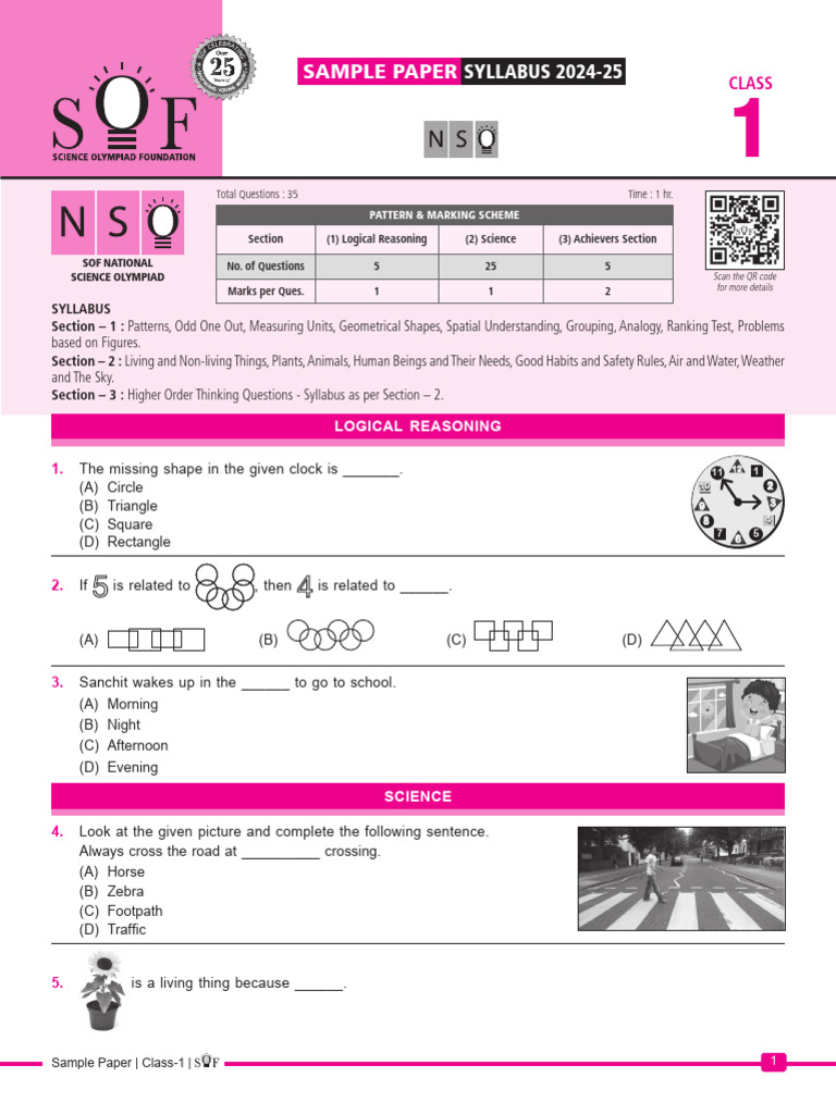 Nso Sample Paper Class-1 (2) | PDF