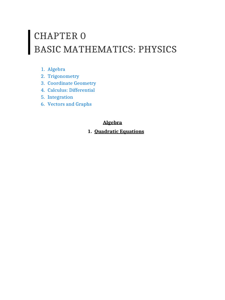 Basic Mathematics For Physics Chapter 0 | PDF