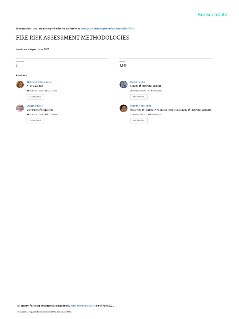 Fire Risk Assessment Methodologies | PDF | Risk | Firefighting