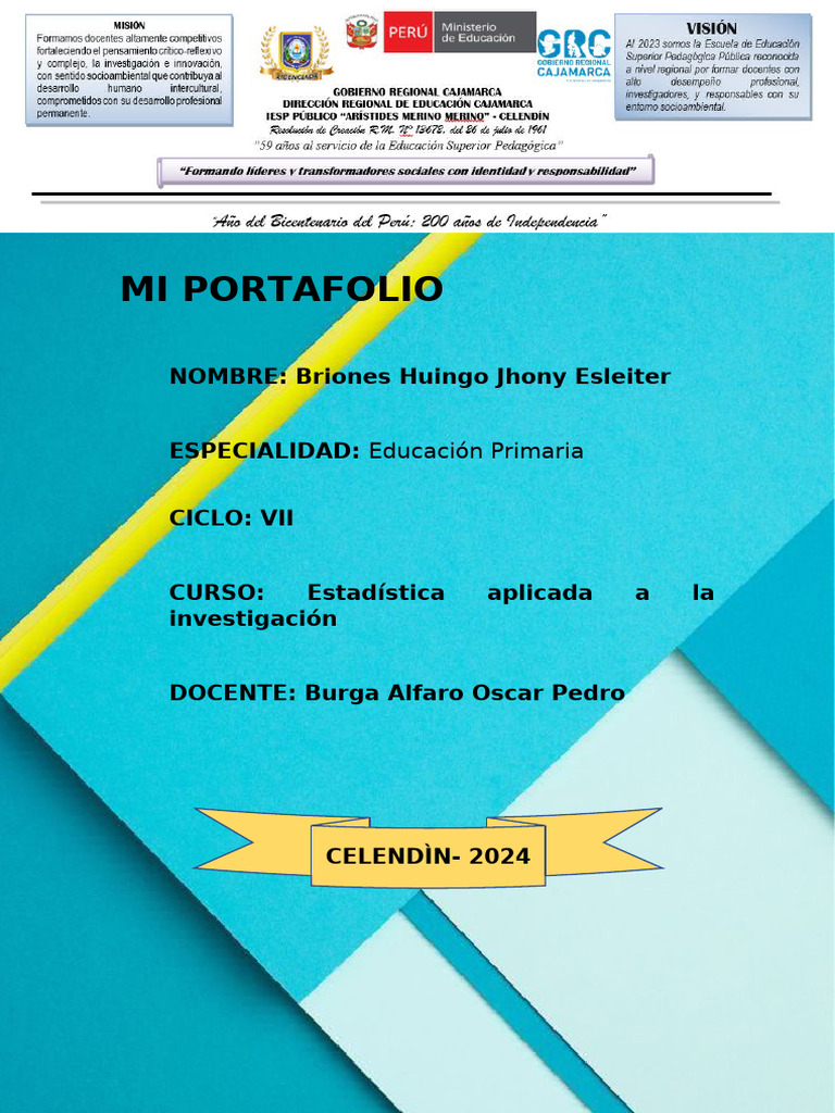 Mi Portafolio: NOMBRE: Briones Huingo Jhony Esleiter | PDF | Evaluación | Aprendizaje