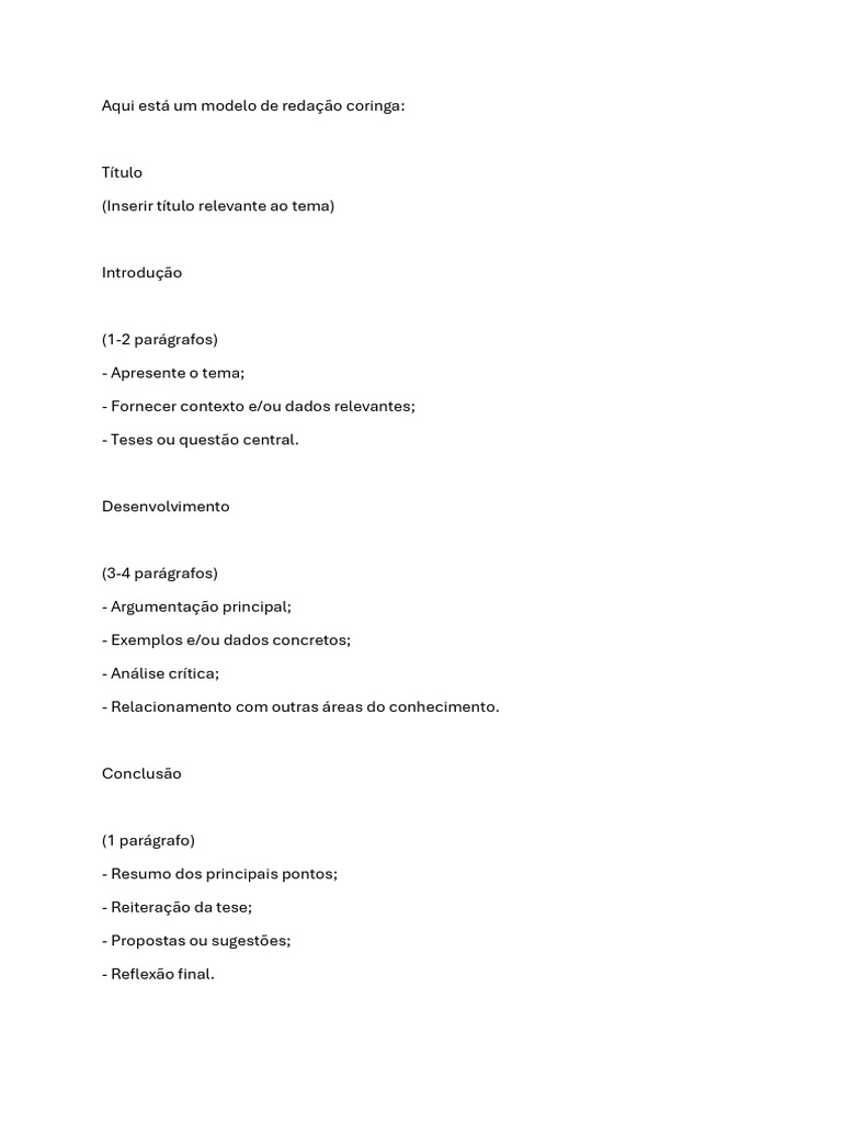 Modelo de Redação Coringa | PDF