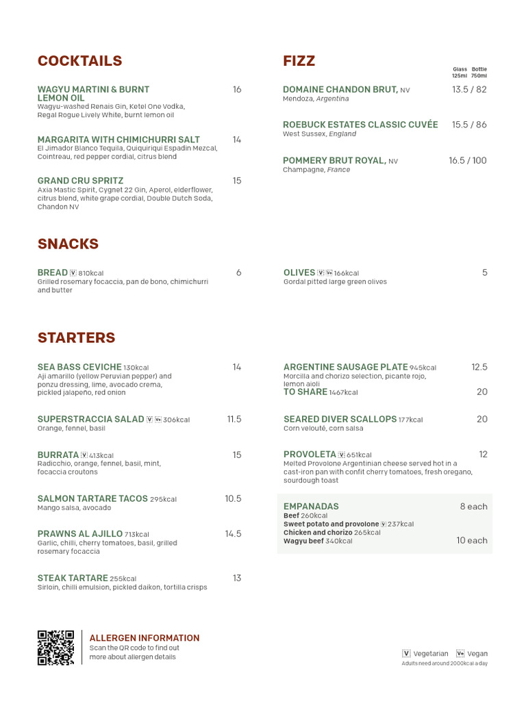 Wagyu Martini Pricing at Gaucho | PDF | Sauce | Salad