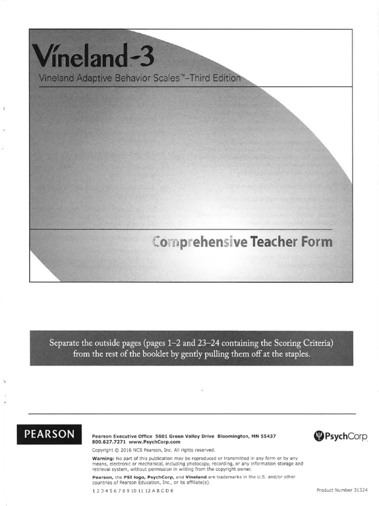 Vineland Teacher Comprehensive | PDF