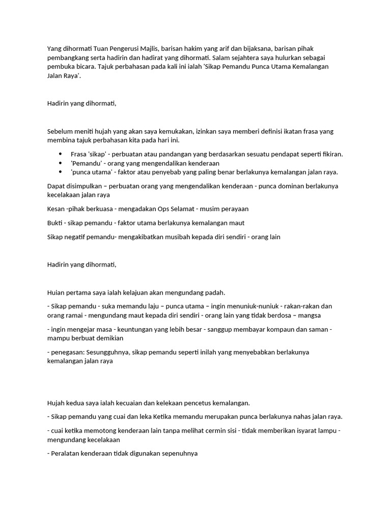 Syarahan Punca Kemalangan Jalan Raya | PDF