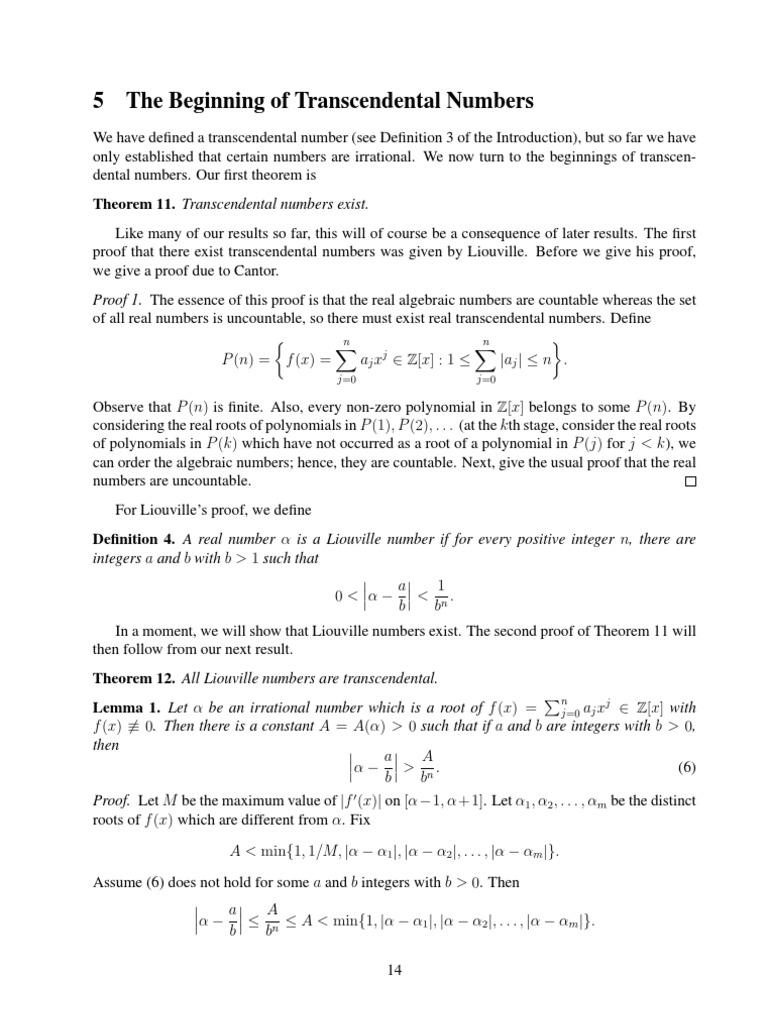 5 The Beginning of Transcendental Numbers | PDF | Mathematical Analysis ...