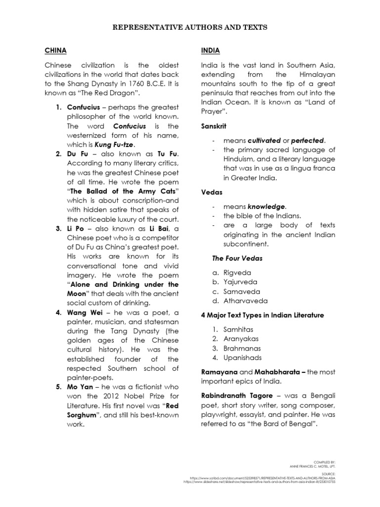 AUTHORS-AND-WORKS-WORLD-LIT | PDF | Vedas