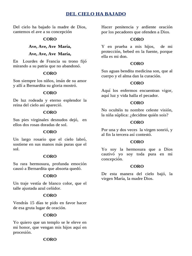Del Cielo Ha Bajado | PDF | María, madre de Jesús