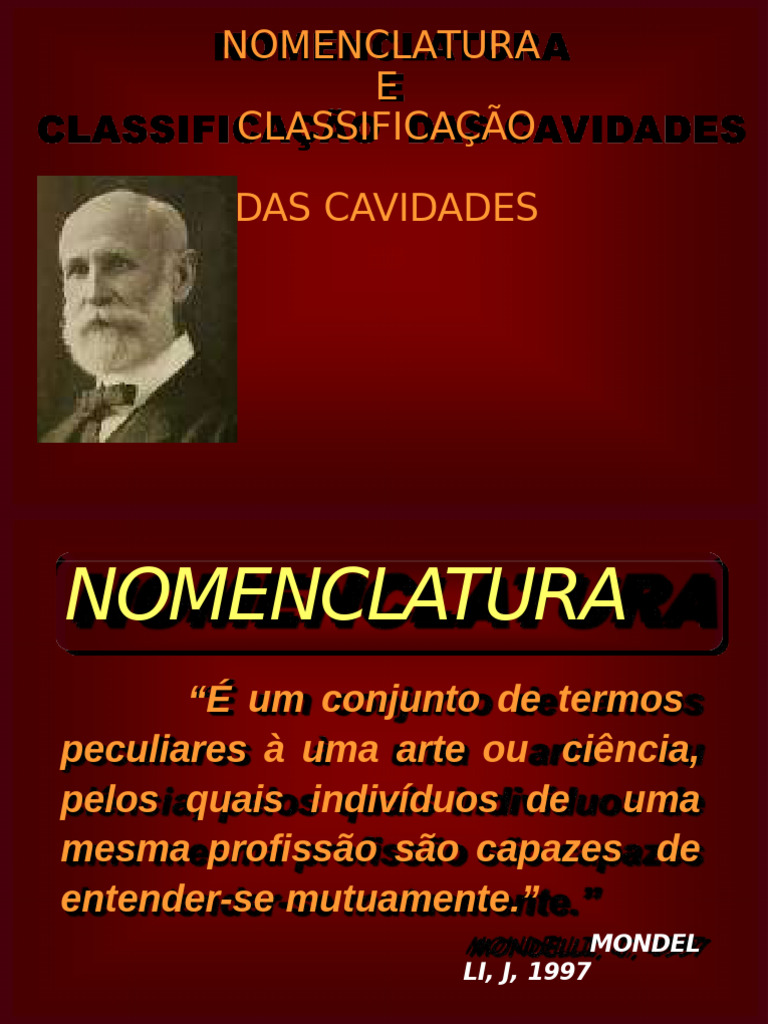 Nomenclatura e classificão das cavidades | PDF | Especialidades médicas | Odontologia