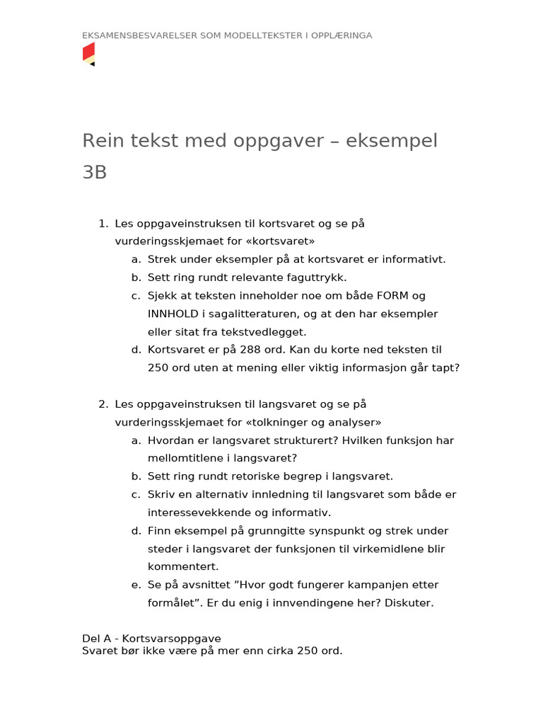 3b Retorisk Analyse Av Sammensatt Tekst Rein Tekst Med Oppgaver | PDF