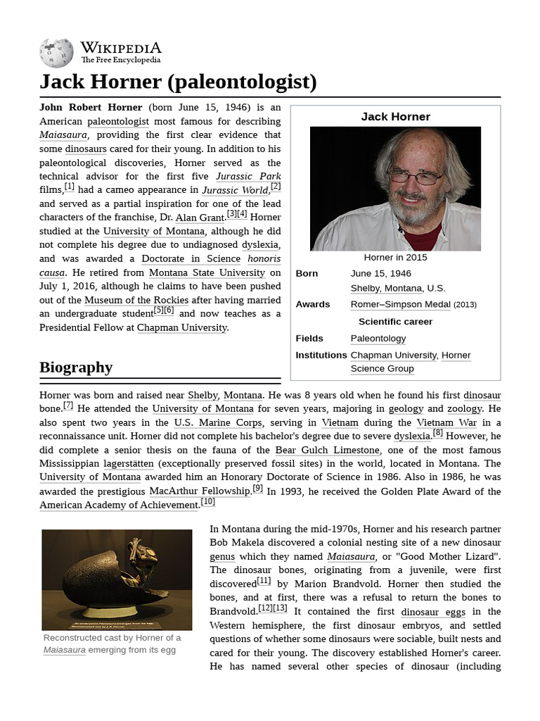 Jack Horner (Paleontologist) | PDF | Paleontology