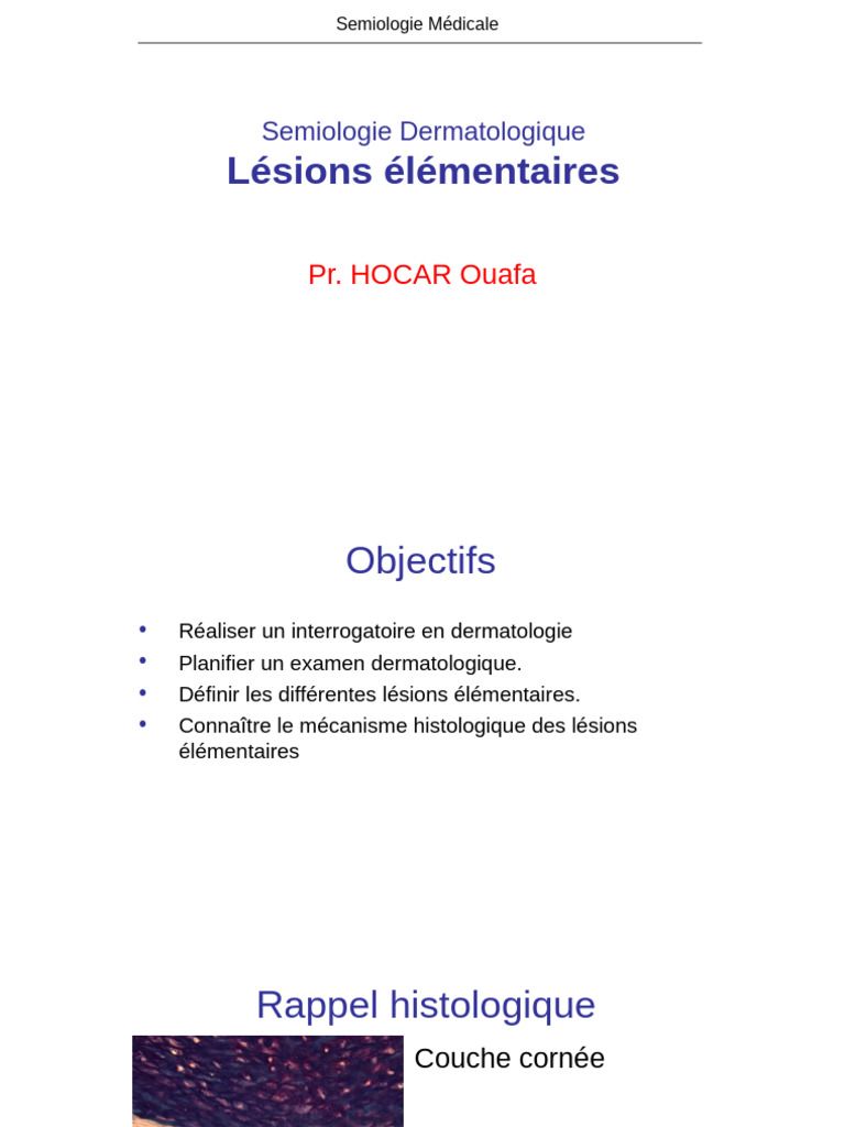 Sémiologie des lésions cutanées | PDF | Dermatologie | Médecine clinique