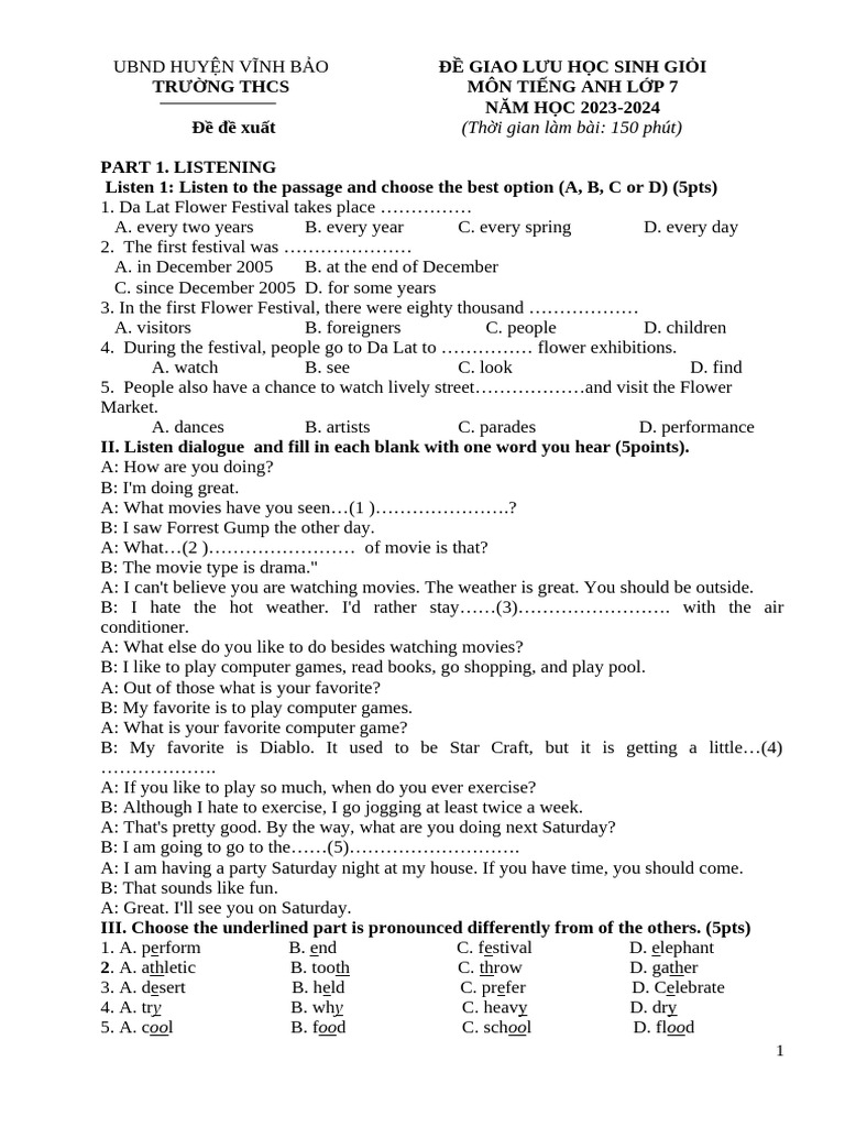 HSG ANH 7- | PDF | Easter