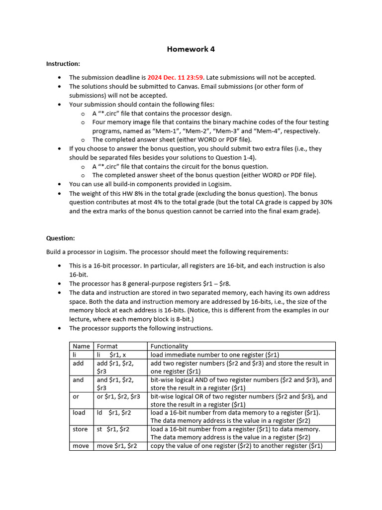 HW-4-question | PDF | Computer Architecture | Computer Engineering
