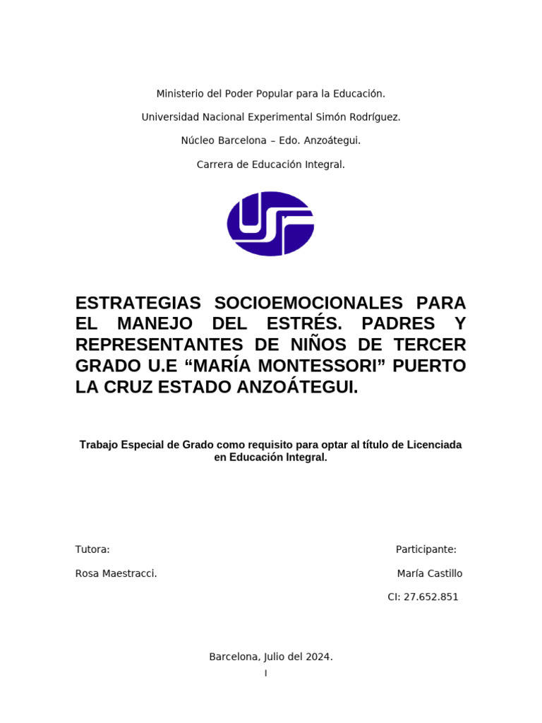 TEG MARÍA CASTILLO FINAL (3) (1) | PDF | Estrés (biología) | Las emociones