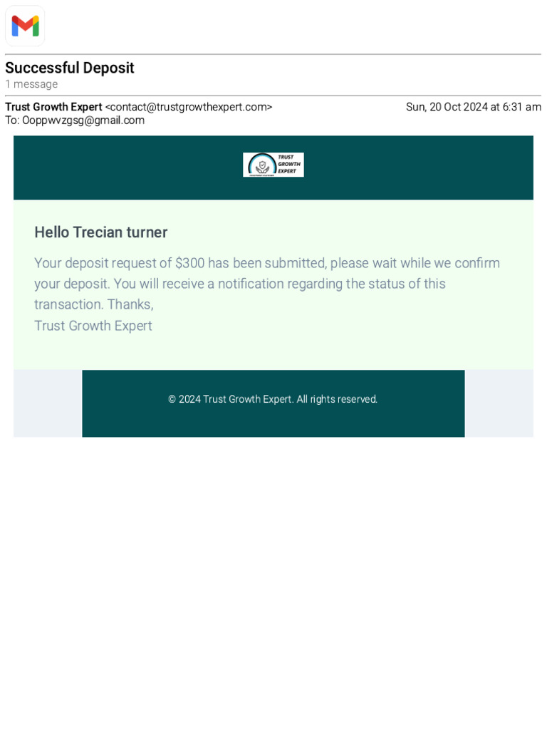 Deposit Confirmation Notice | PDF