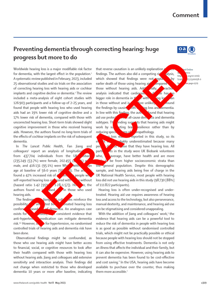 RETRACTED Preventing Dementia Through Correcting | PDF | Dementia ...