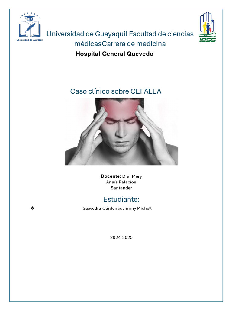 Cefalea Caso Clinico | PDF | Dolor de cabeza | Migraña