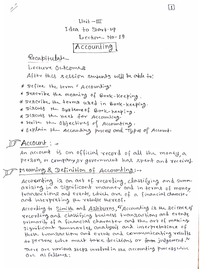 Unit III - 19 - Lecture No. 19 - Accounting 1 | PDF