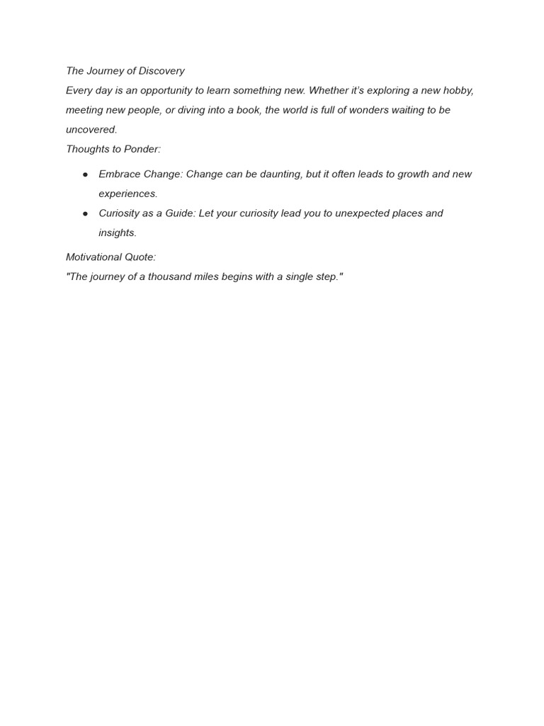The Journey of Discovery | PDF