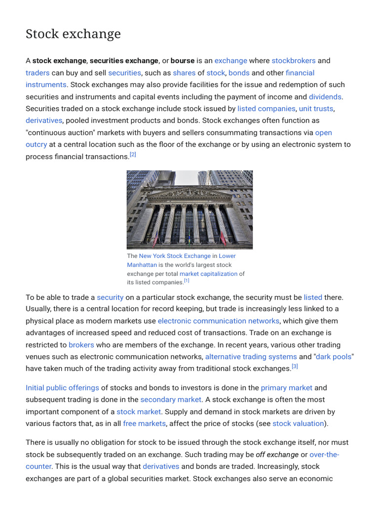 Stock Exchange: A Historical Overview | PDF | Stock Exchange | Stocks
