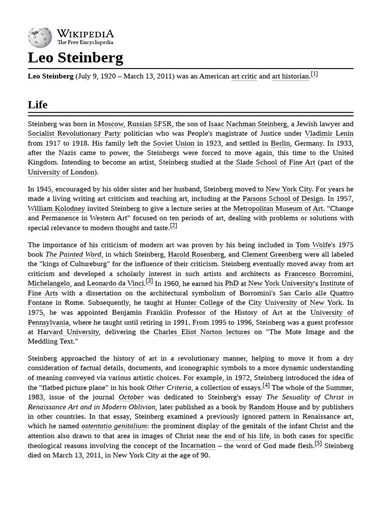 Leo_Steinberg | PDF | The Arts