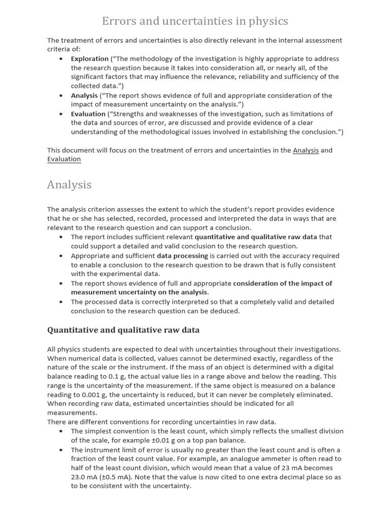 Errors and Uncertainties in Physics | PDF | Observational Error ...