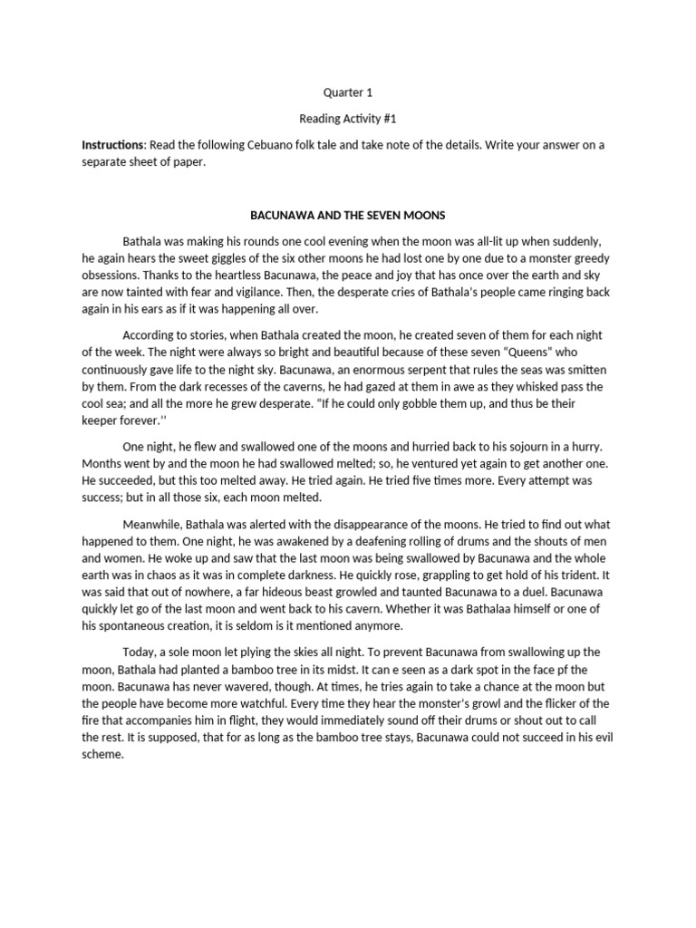 Quarter 1 READING TEXT 1 | PDF