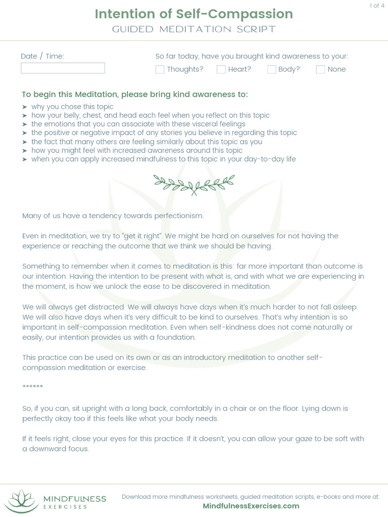 Intention-of-Self-Compassion | PDF | Meditation | Psychology