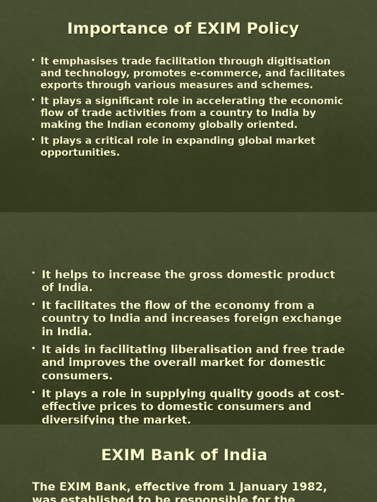 Importance of EXIM Policy | PDF | Exports | Foreign Direct Investment