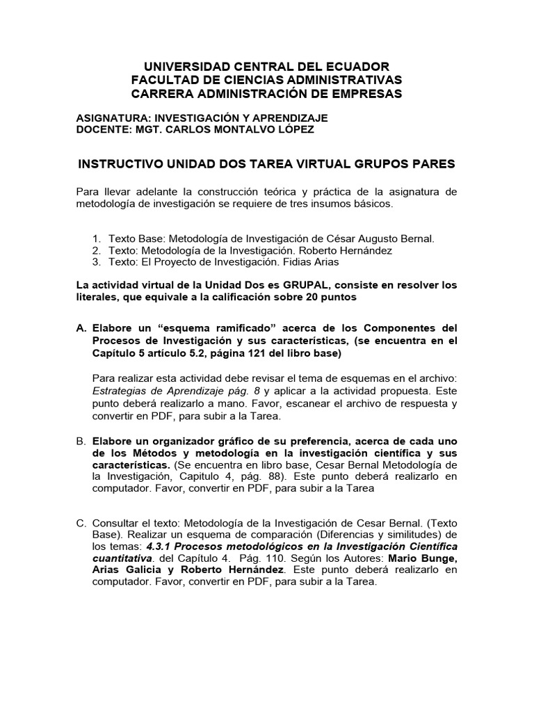 U2 - Tarea - Grupos Pares | PDF | Método científico | Aprendizaje