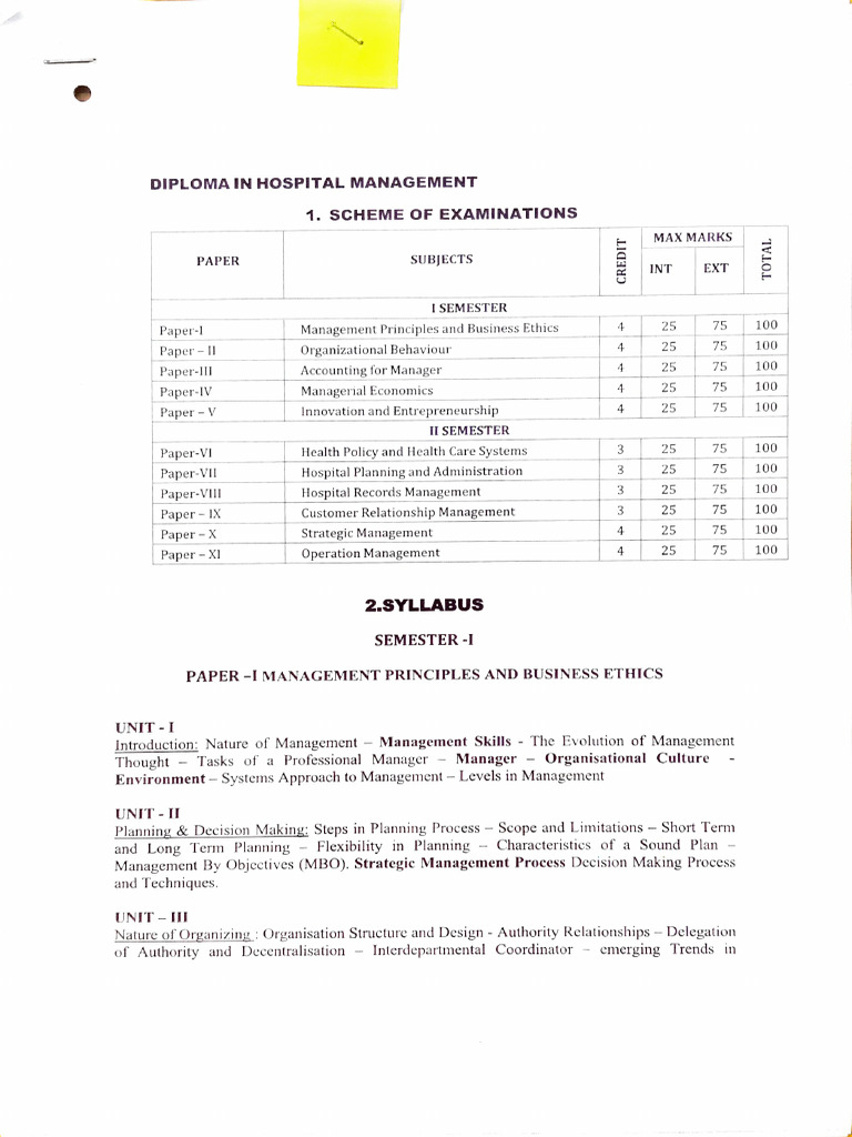 Diploma in Hospital Management Syllabus | PDF | Economics | Macroeconomics