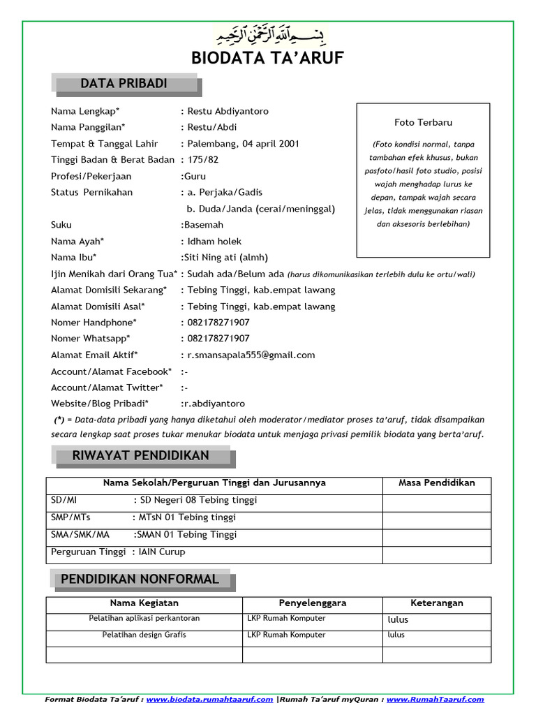 FORMAT_BIODATA_TAARUF | PDF