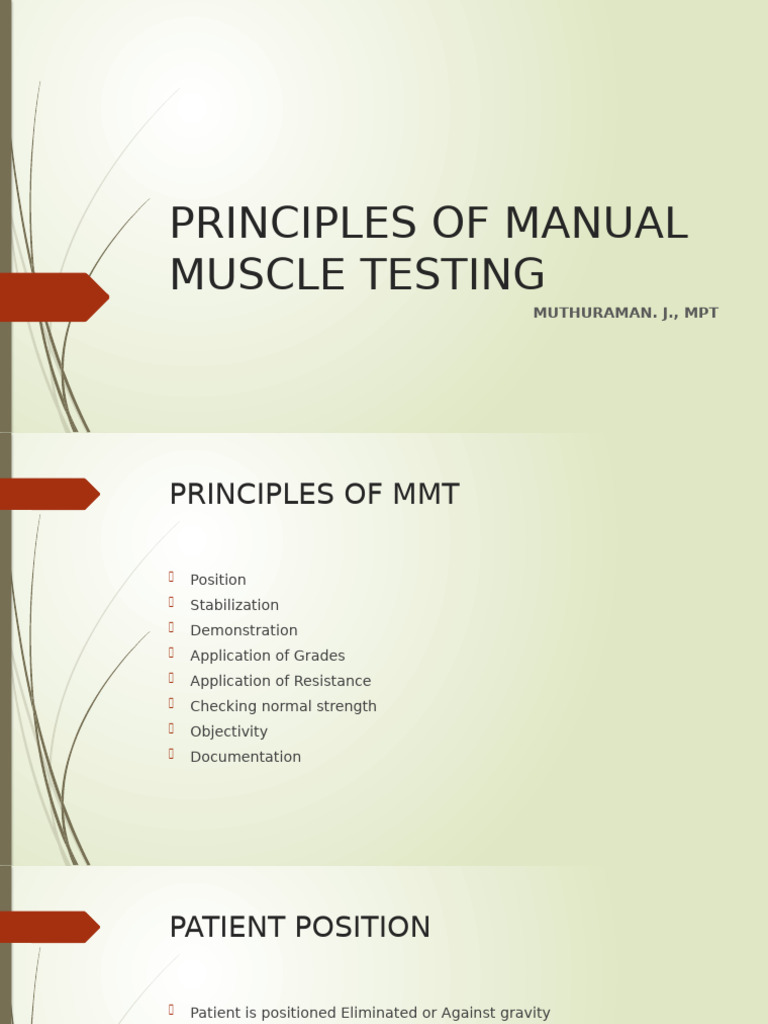 Principles of Muscle Testing | PDF | Neurological Disorders | Diseases ...