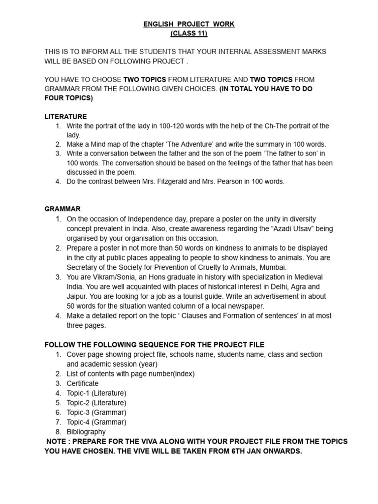 Project Work Class 11-3 | PDF