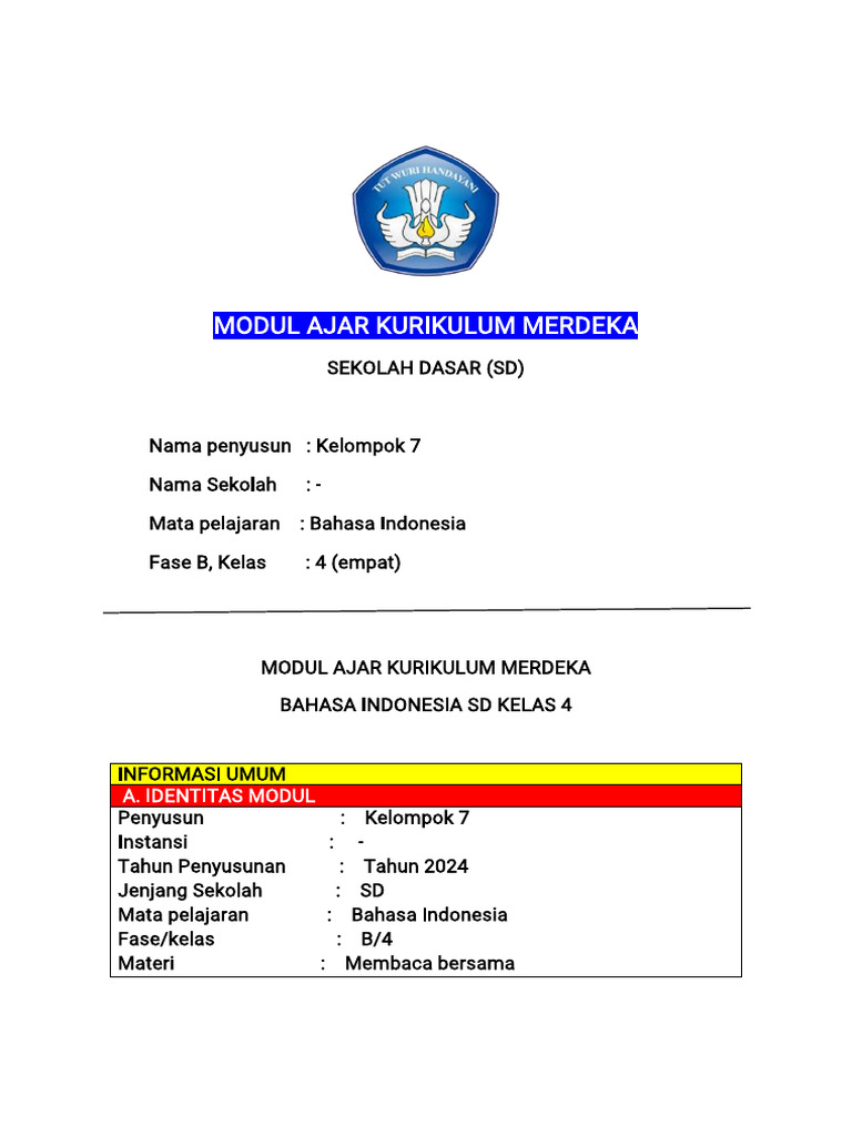 Modul Ajar Literasi Kelompok 7 | PDF